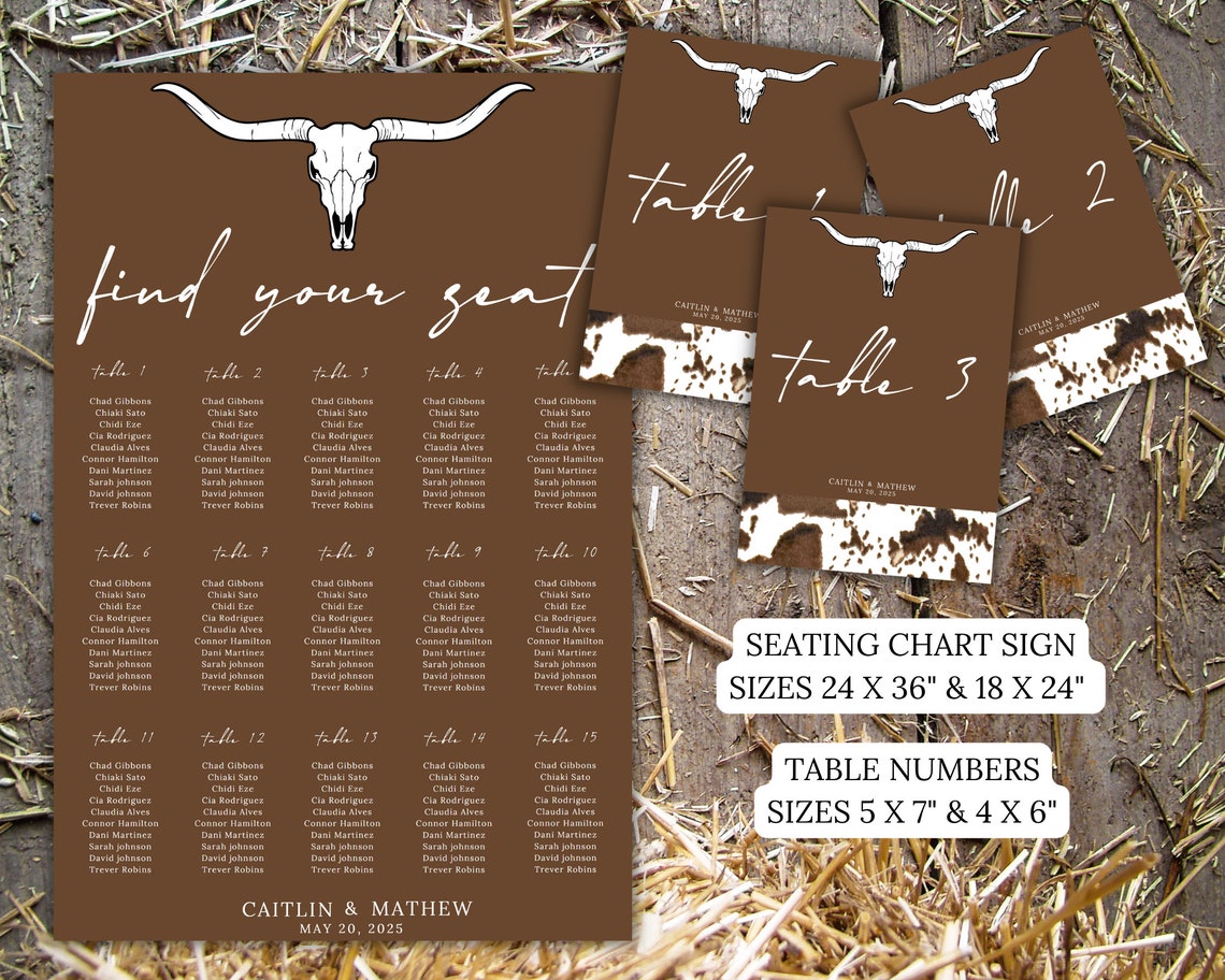 Western Wedding Seat Assignment Sign Template Rustic Wedding Printable ...