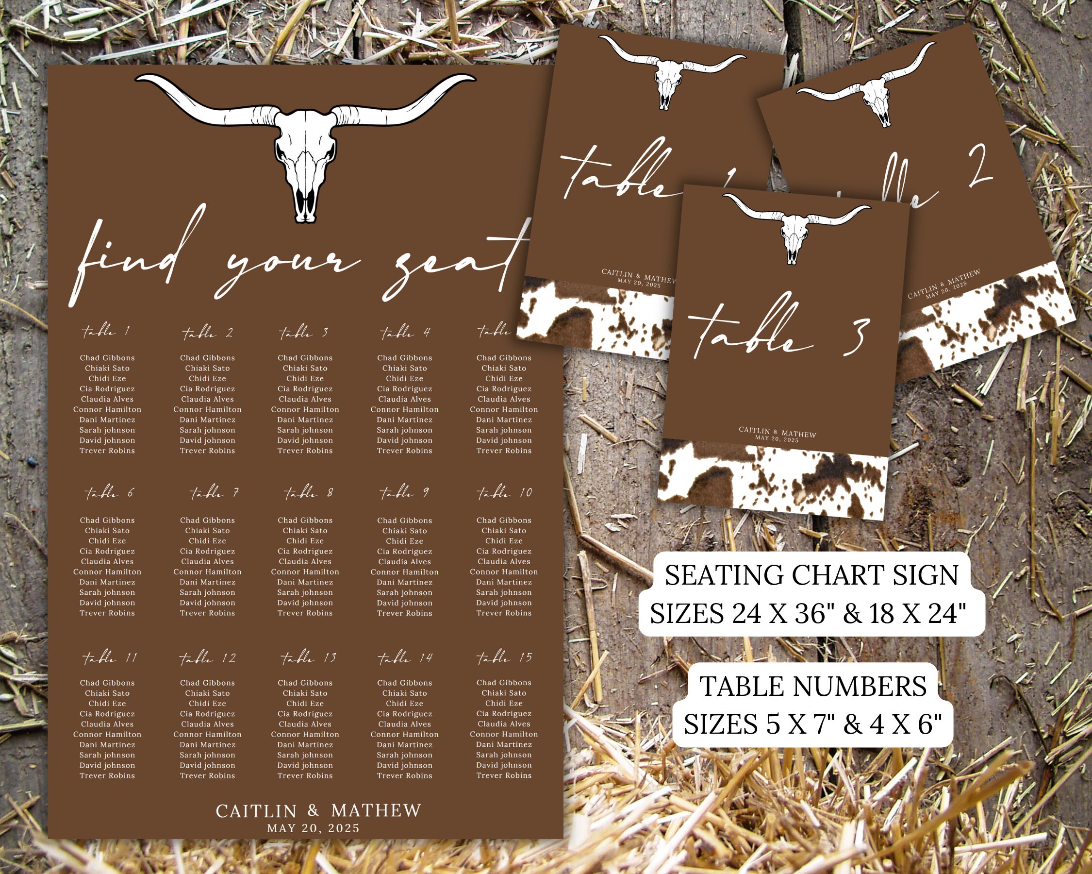 Western Wedding Seat Assignment Sign Template Rustic Wedding - Etsy