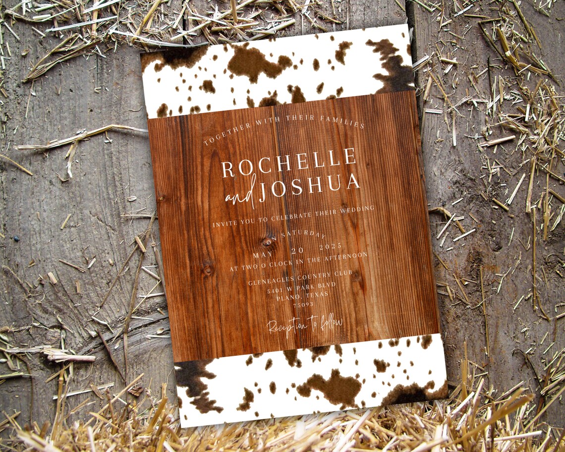 Western Wedding Invitation Templates Includes Kindly Reply Card Rustic ...