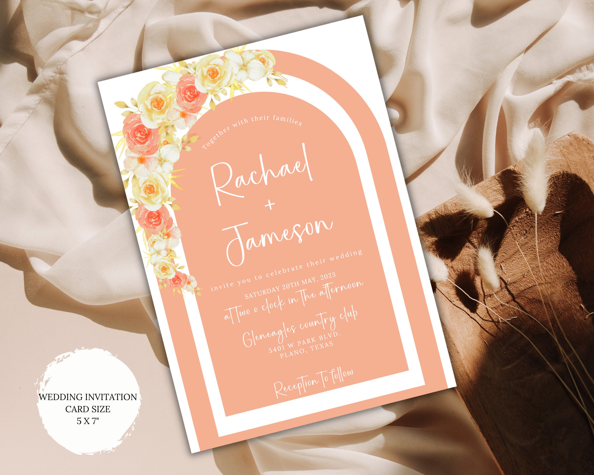 Modern Floral Wedding Invitation Template Kindly Reply Card Details ...