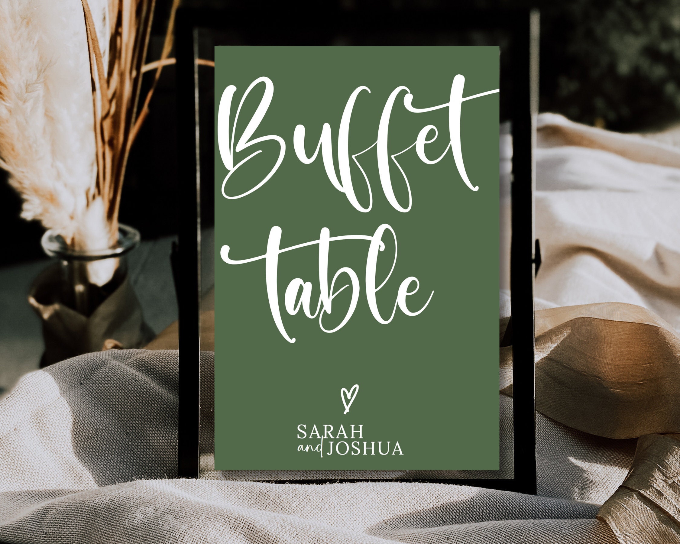 Wedding Reception Table Sign Template Buffet Sign Green Event Table ...