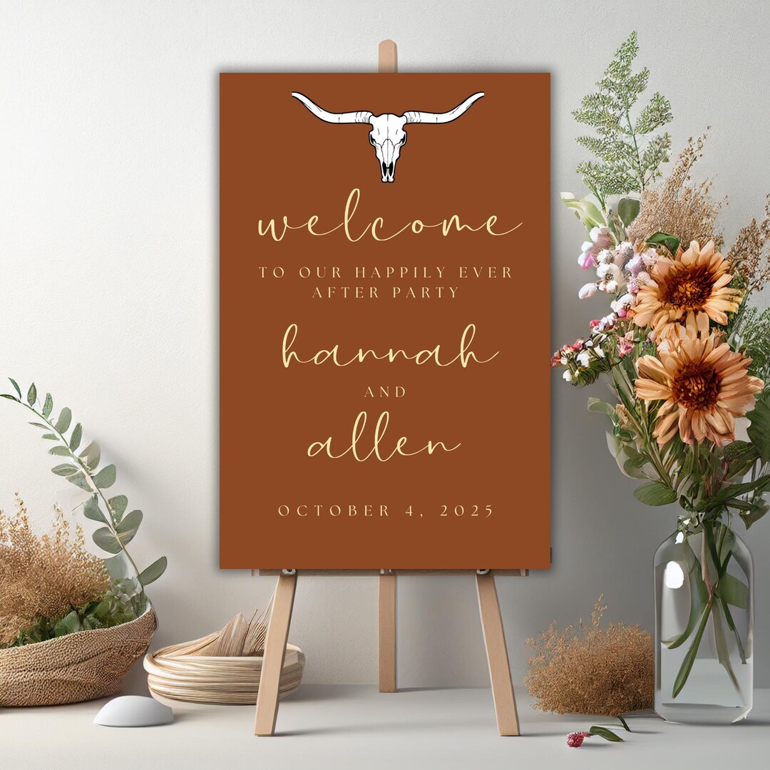Western Wedding After Party Welcome Sign Template Cowboy Wedding Signs ...