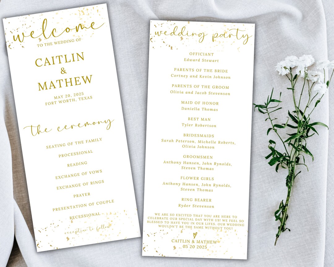 Minimalist Wedding Program Template Editable Wedding Ceremony Program ...