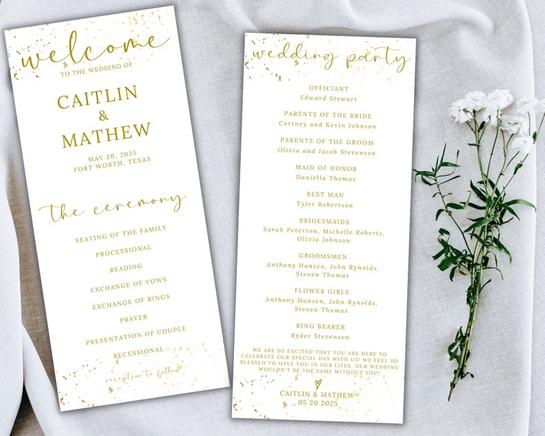 Minimalist Wedding Program Template Editable Wedding Ceremony - Etsy