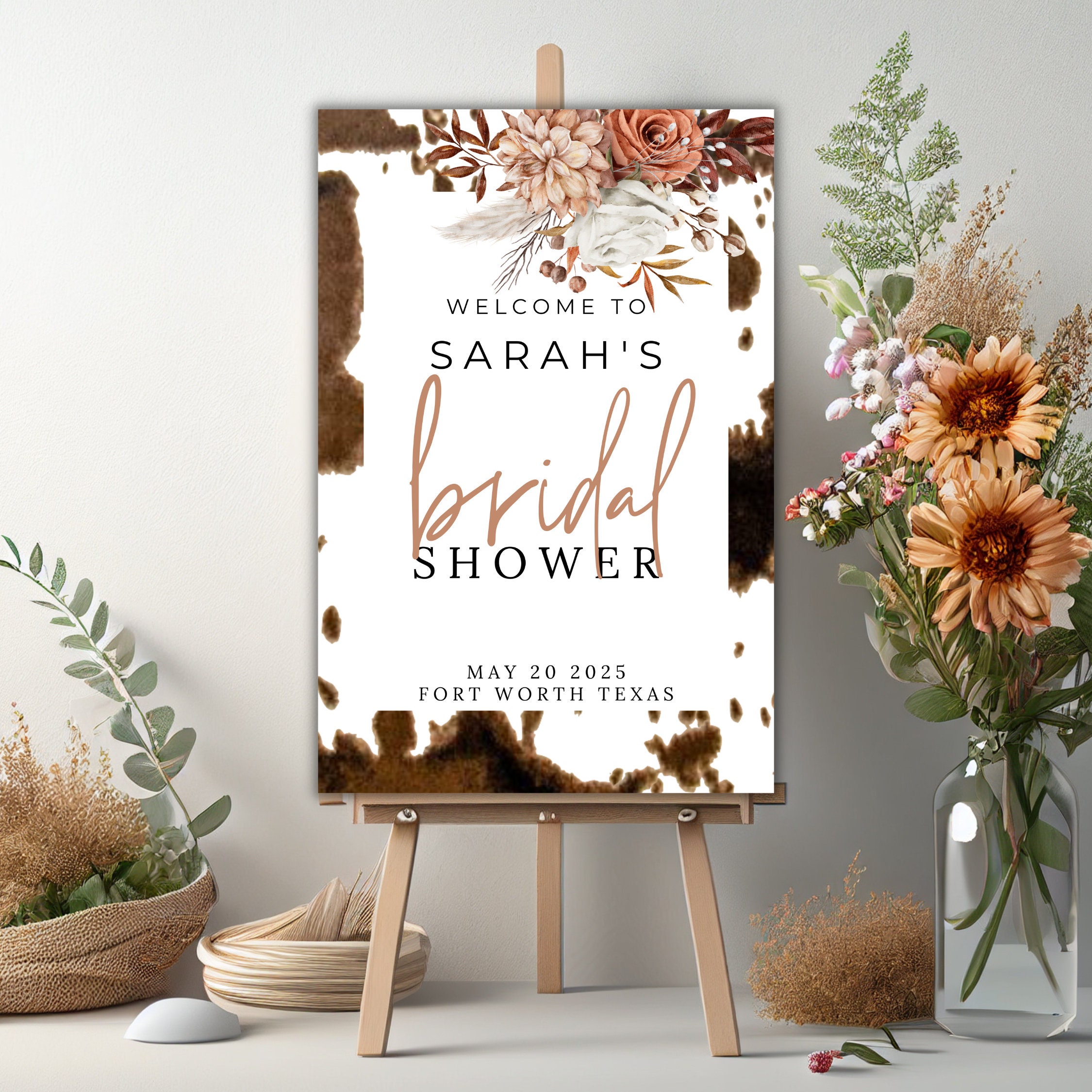 Western Bridal Shower Welcome Sign Template Cowgirl Bridal Shower Decor ...