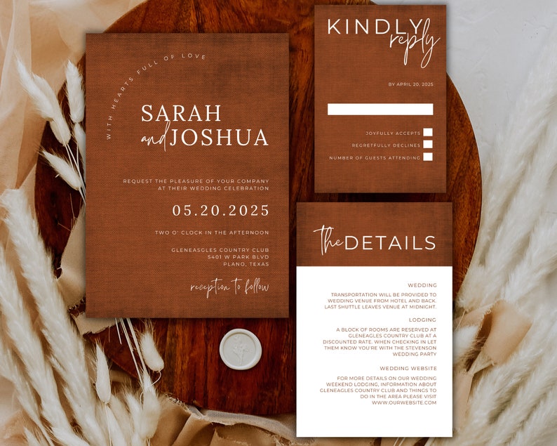 Western Wedding Invitation Templates Rustic Wedding Stationery Modern ...