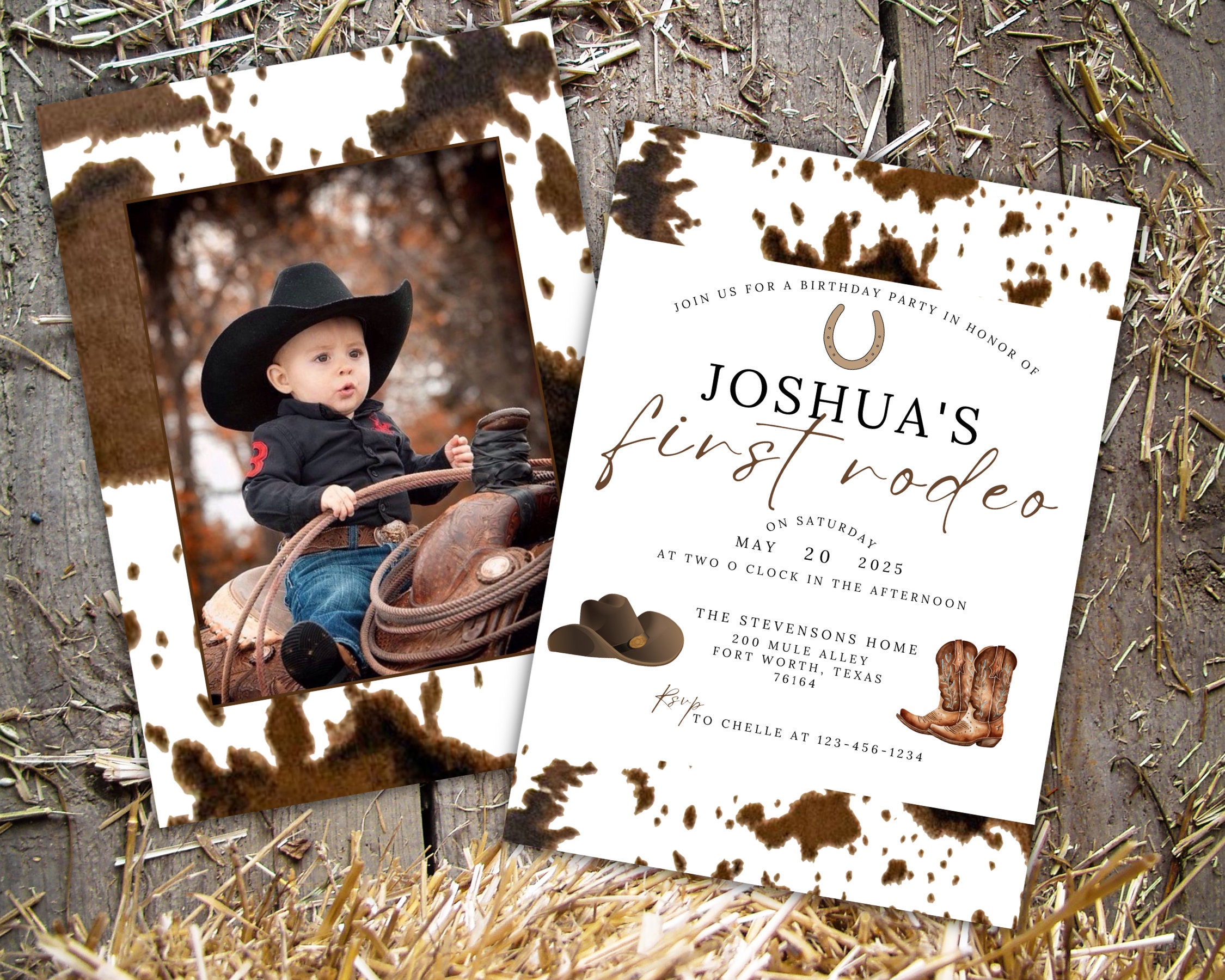 First Birthday Party Invitation Template 1st Rodeo Birthday Party ...
