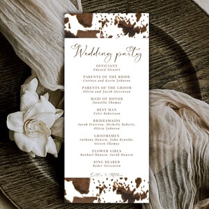 Western Wedding Program Template Cowhide Wedding Decor Country Western ...