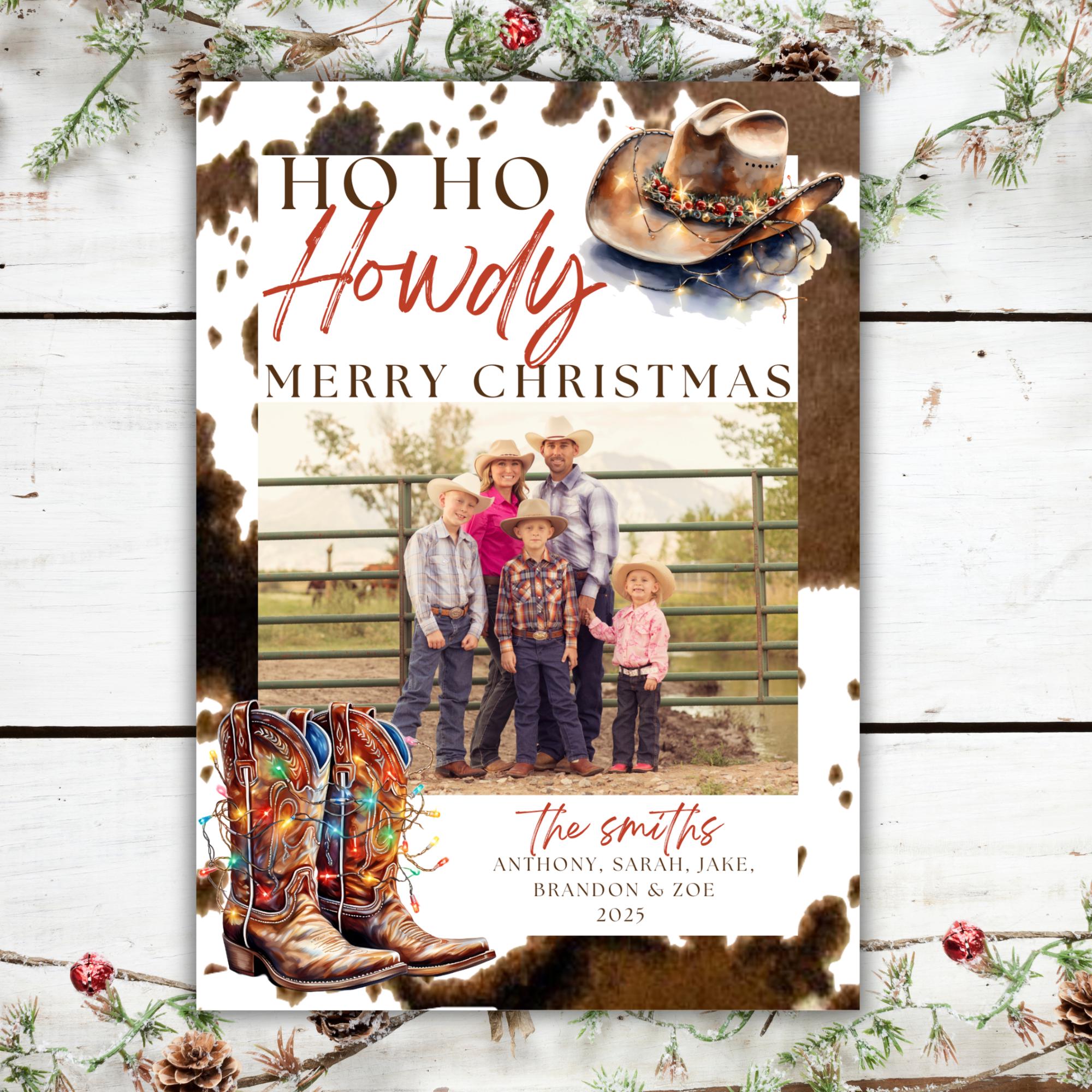 Country Christmas Card Ho Ho Howdy Christmas Photo Card Country Western ...