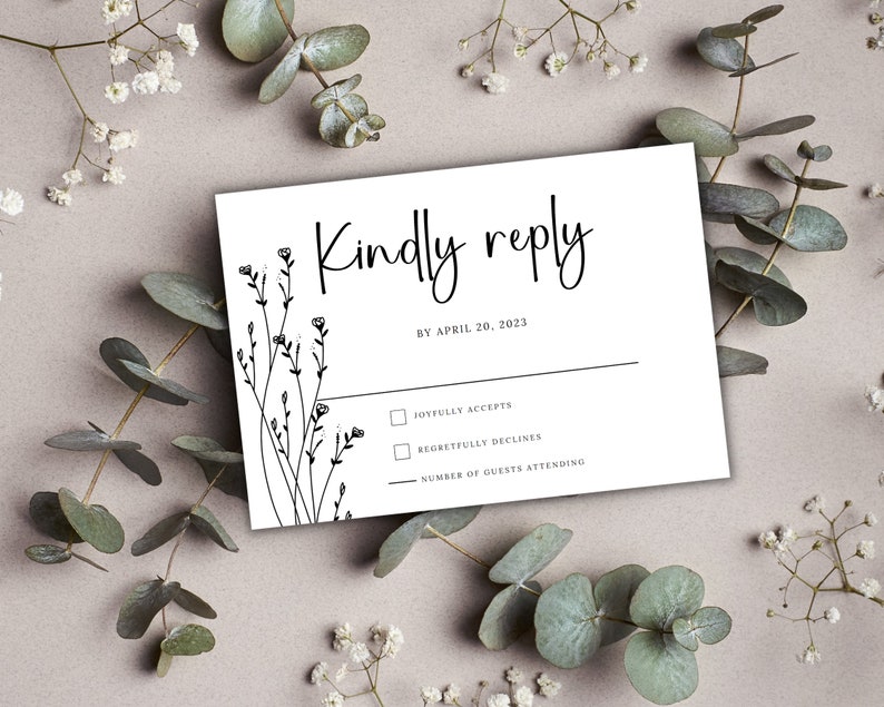 Modern Rsvp Card Template Wedding Kindly Reply Card Diy Wedding ...