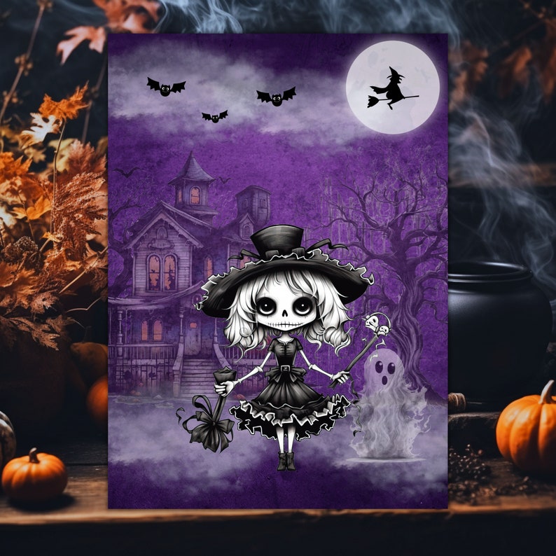 Goth Girl Halloween Party Invitation Template Editable - Etsy