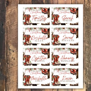 Christmas Name Tags Country Christmas Party Gift Tags Cowboy Christmas ...