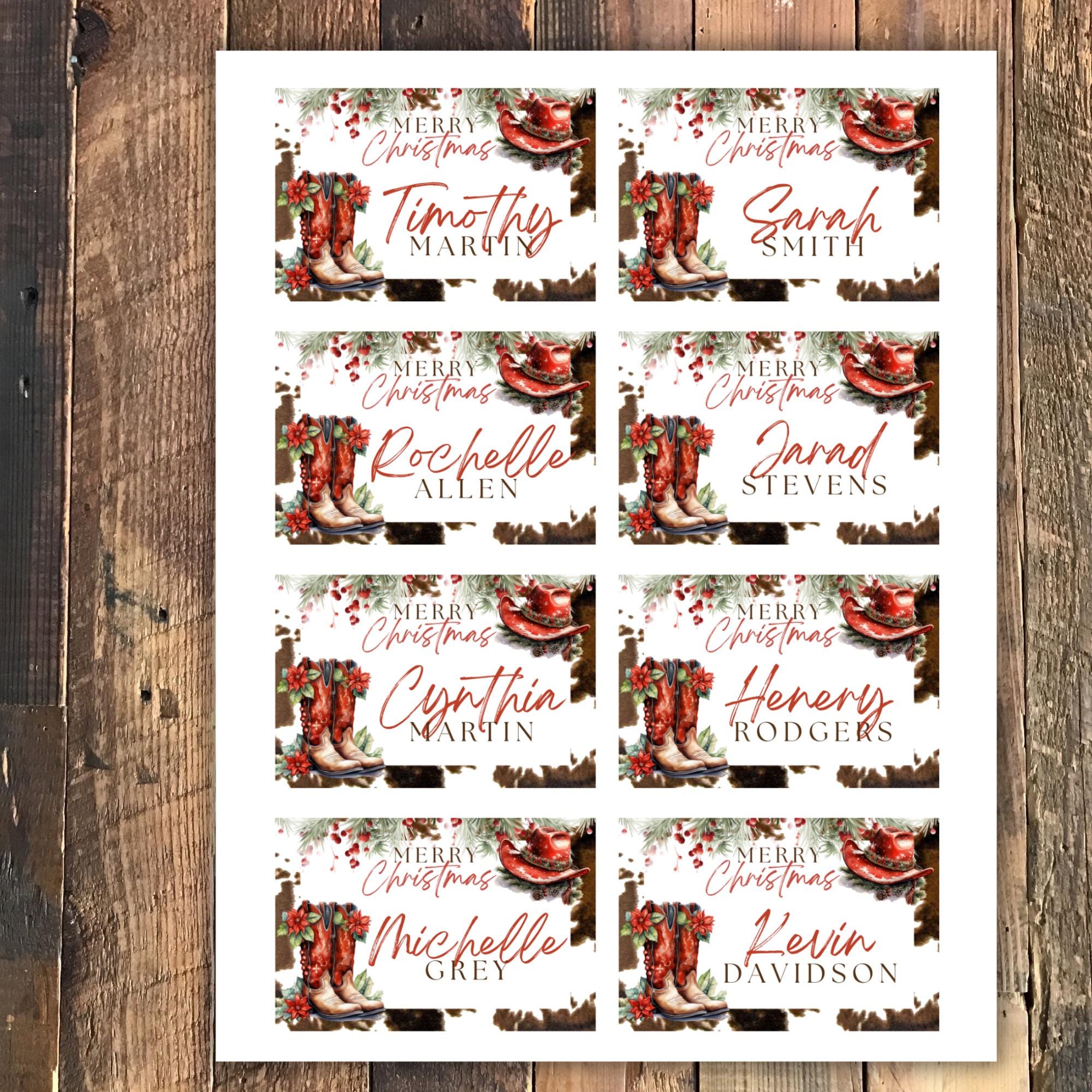 Christmas Name Tags Country Christmas Party Gift Tags Cowboy Christmas ...