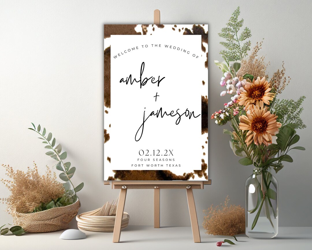 Western Wedding Welcome Sign Template Diy Cowboy Wedding Decor Western ...