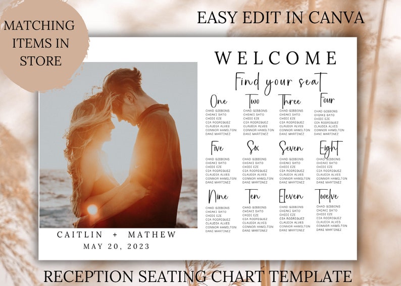 Seating Chart Reception Sign Wedding Seat Assignment Wedding Reception ...