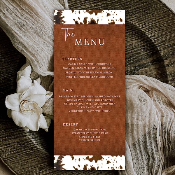 Western Menu Cards - Etsy
