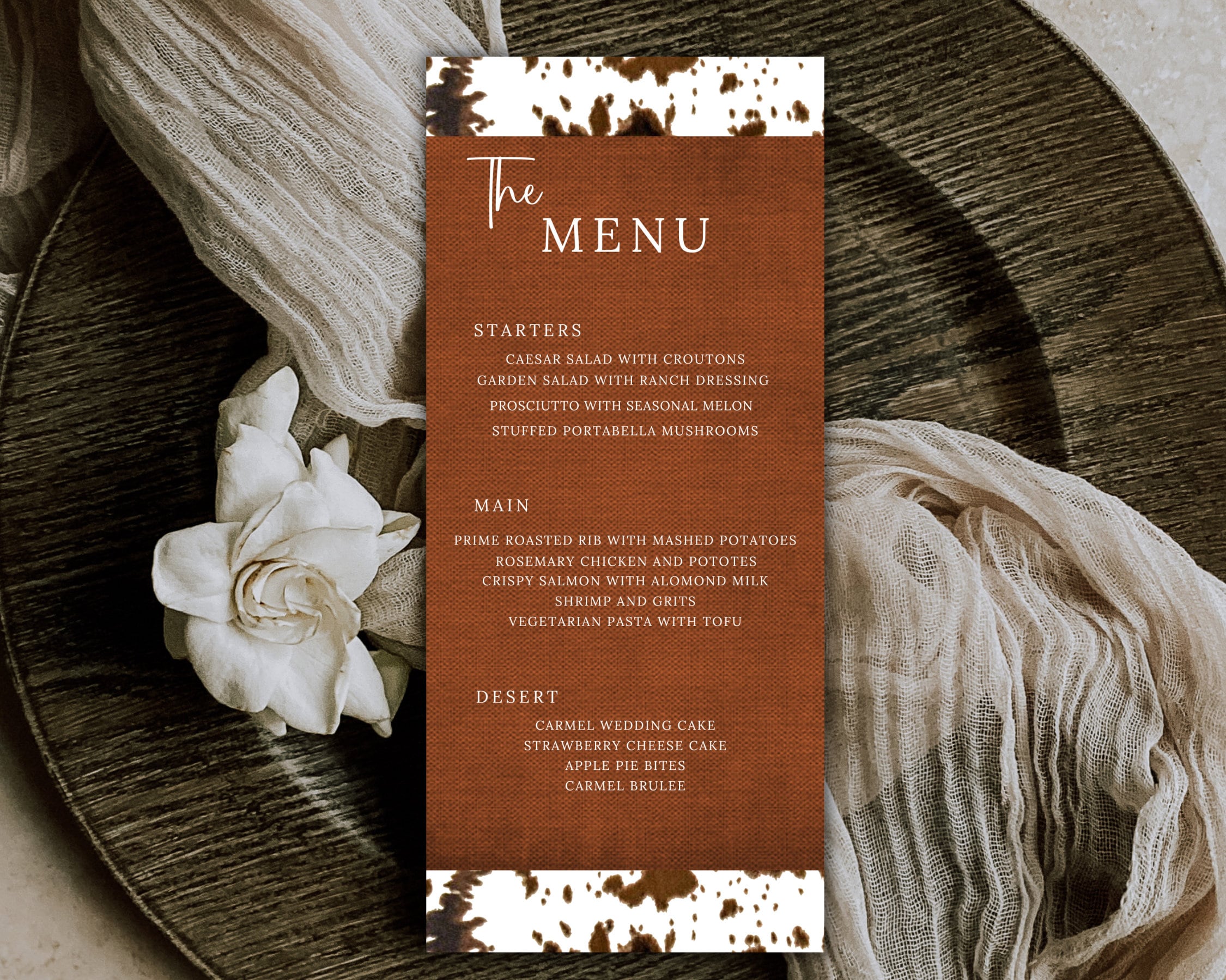 Country Western Wedding Reception Menu Template Wedding Reception ...