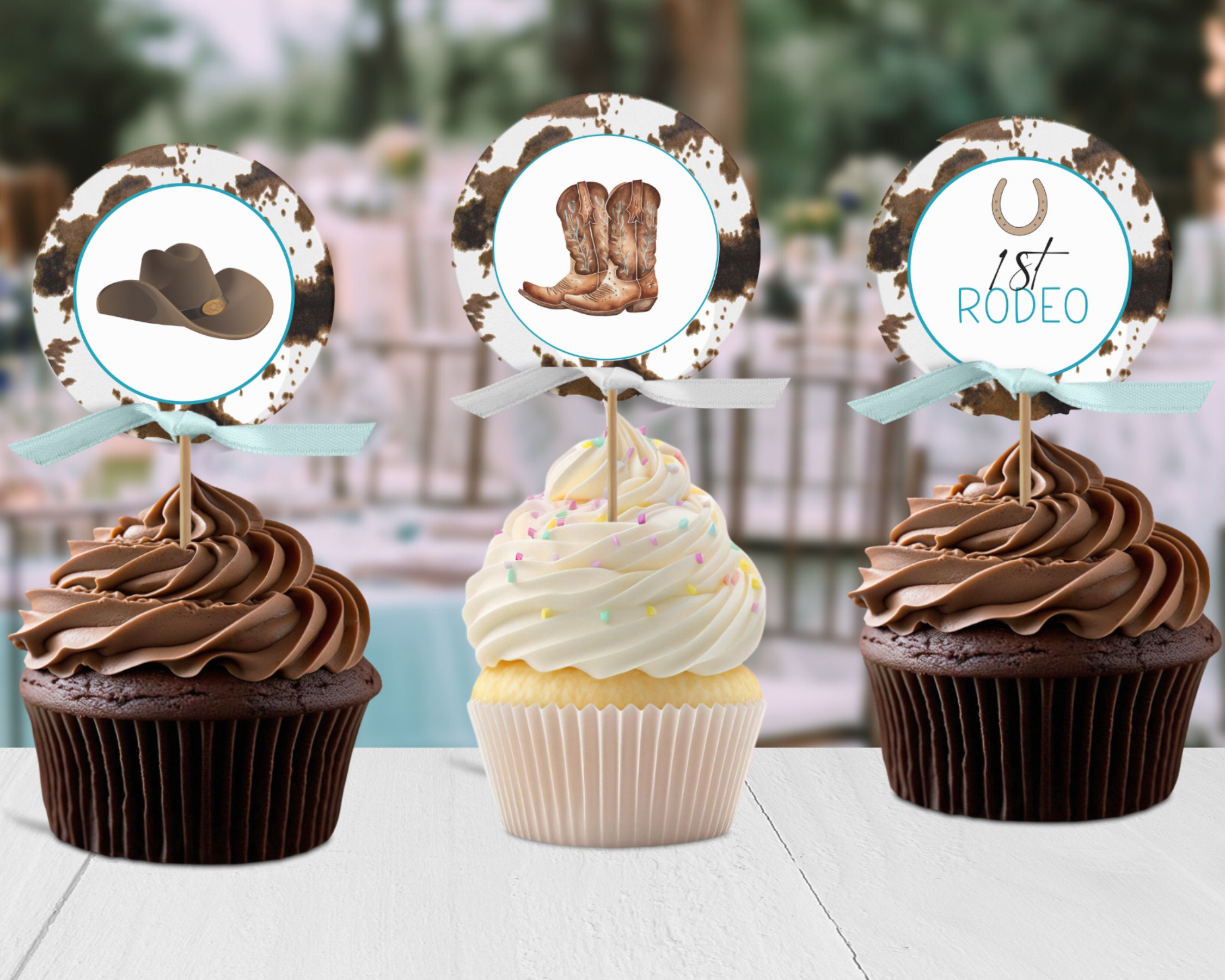 Cupcake Toppers Template First Rodeo Cupcake Toppers Western Birthday ...