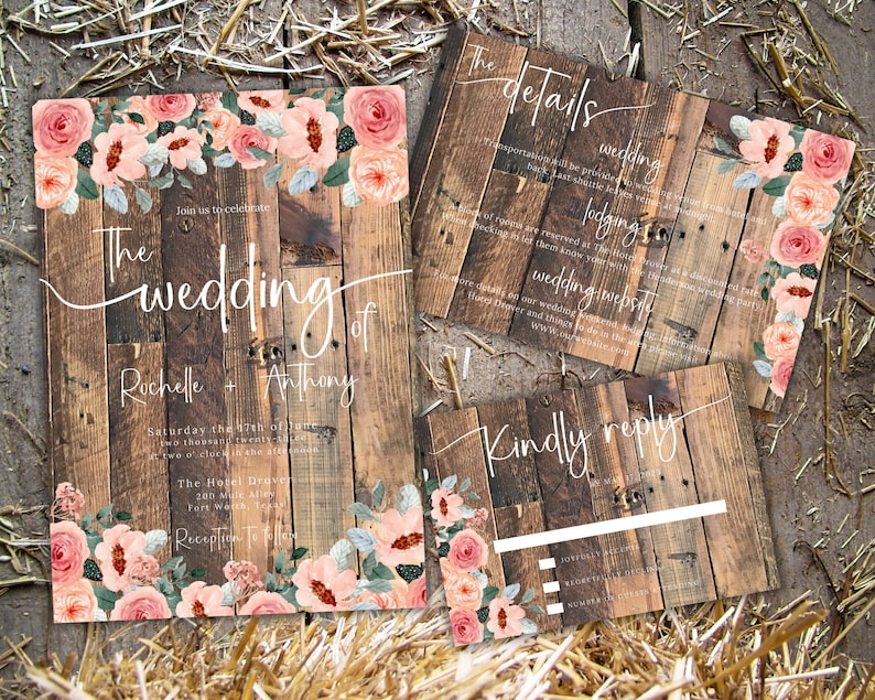 Country Western Wedding Invitation Template Kindly Reply Card Rustic ...