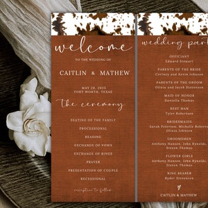 Western Wedding Program Template Digital Wedding Program Card Instant ...