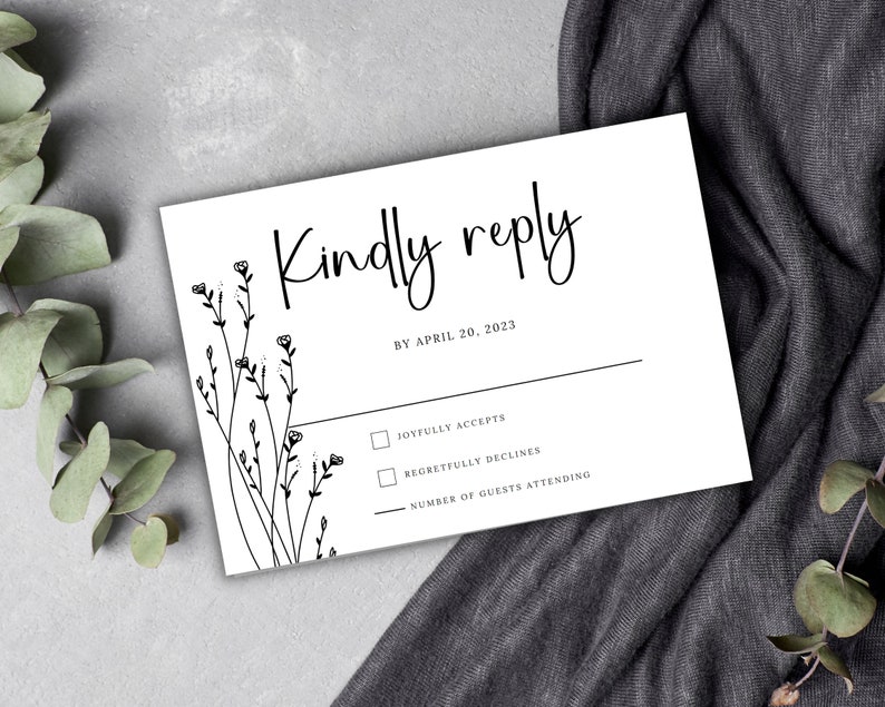 Modern Rsvp Card Template Wedding Kindly Reply Card Diy Wedding ...