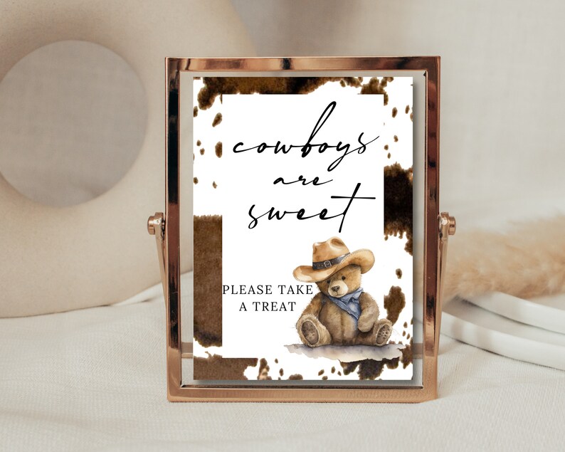 Western Baby Shower Table Signs Template Cards and Gifts Sign Little ...