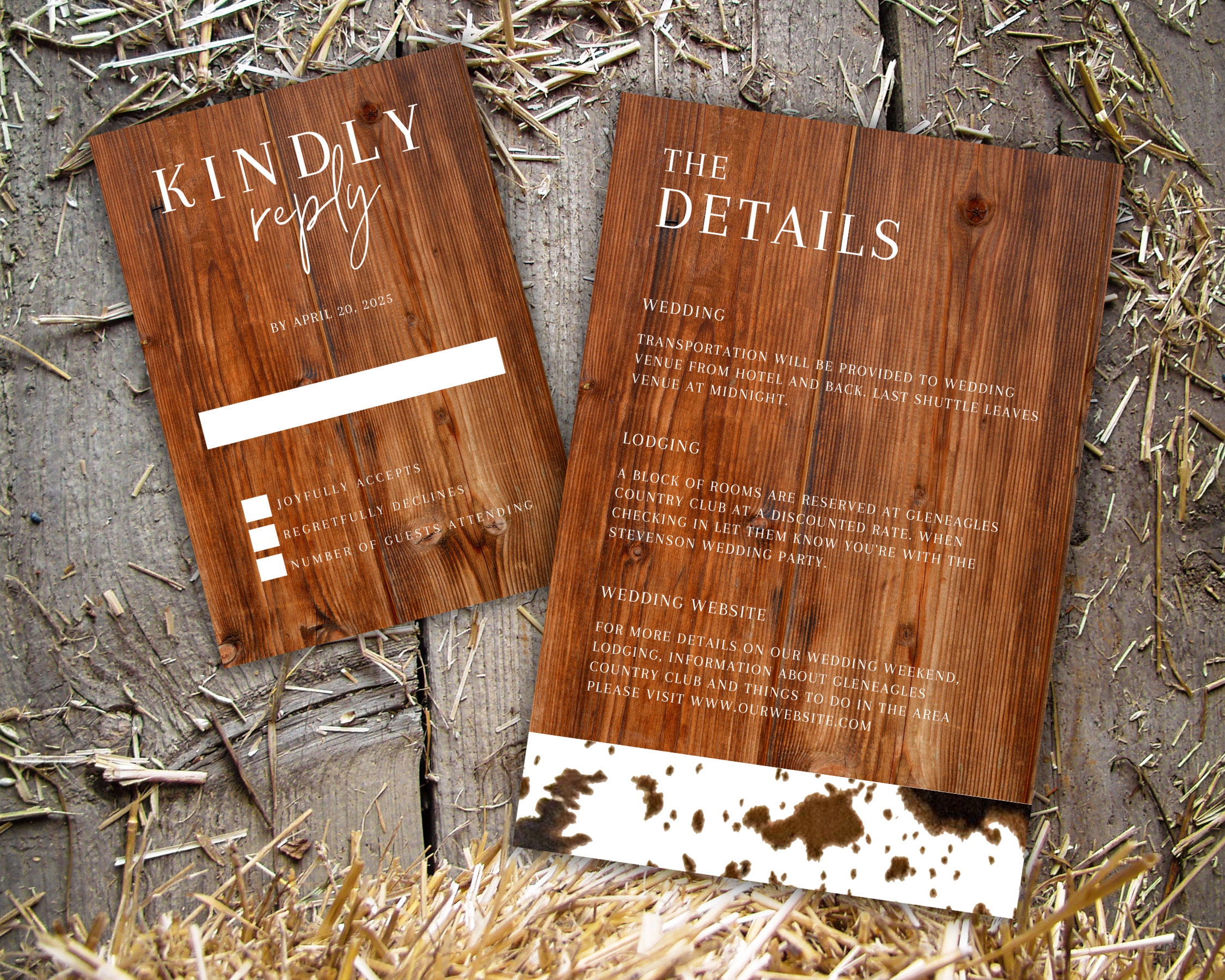Western Wedding Invitation Templates Includes Kindly Reply Card Rustic ...