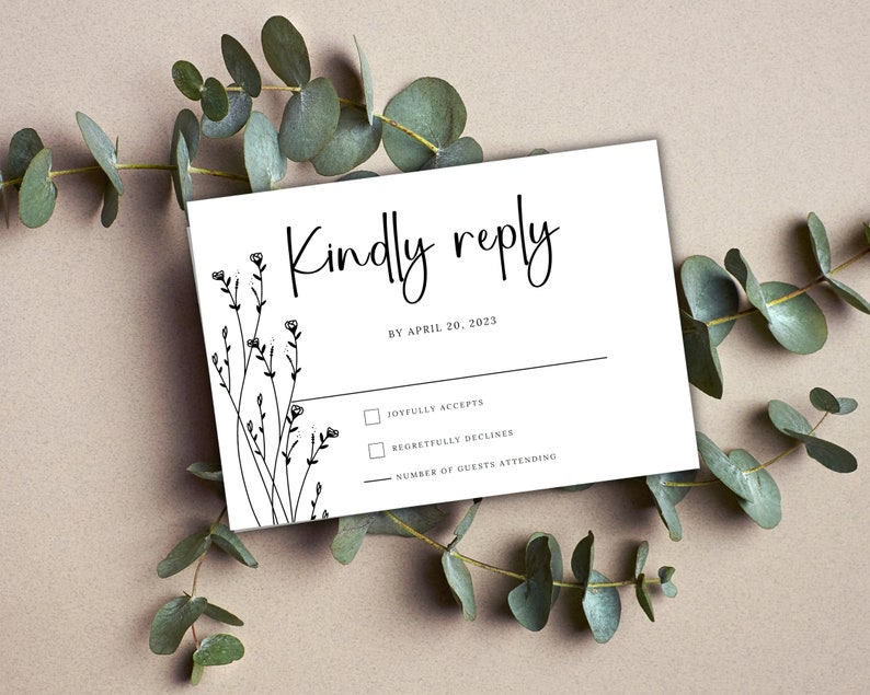 Modern Rsvp Card Template Wedding Kindly Reply Card Diy - Etsy