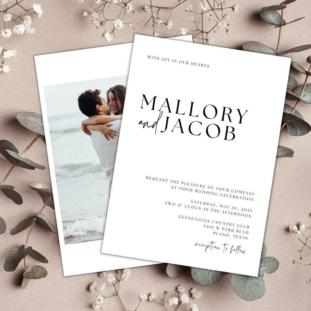 Modern Wedding Invitation Template Minimalist Wedding Stationery ...