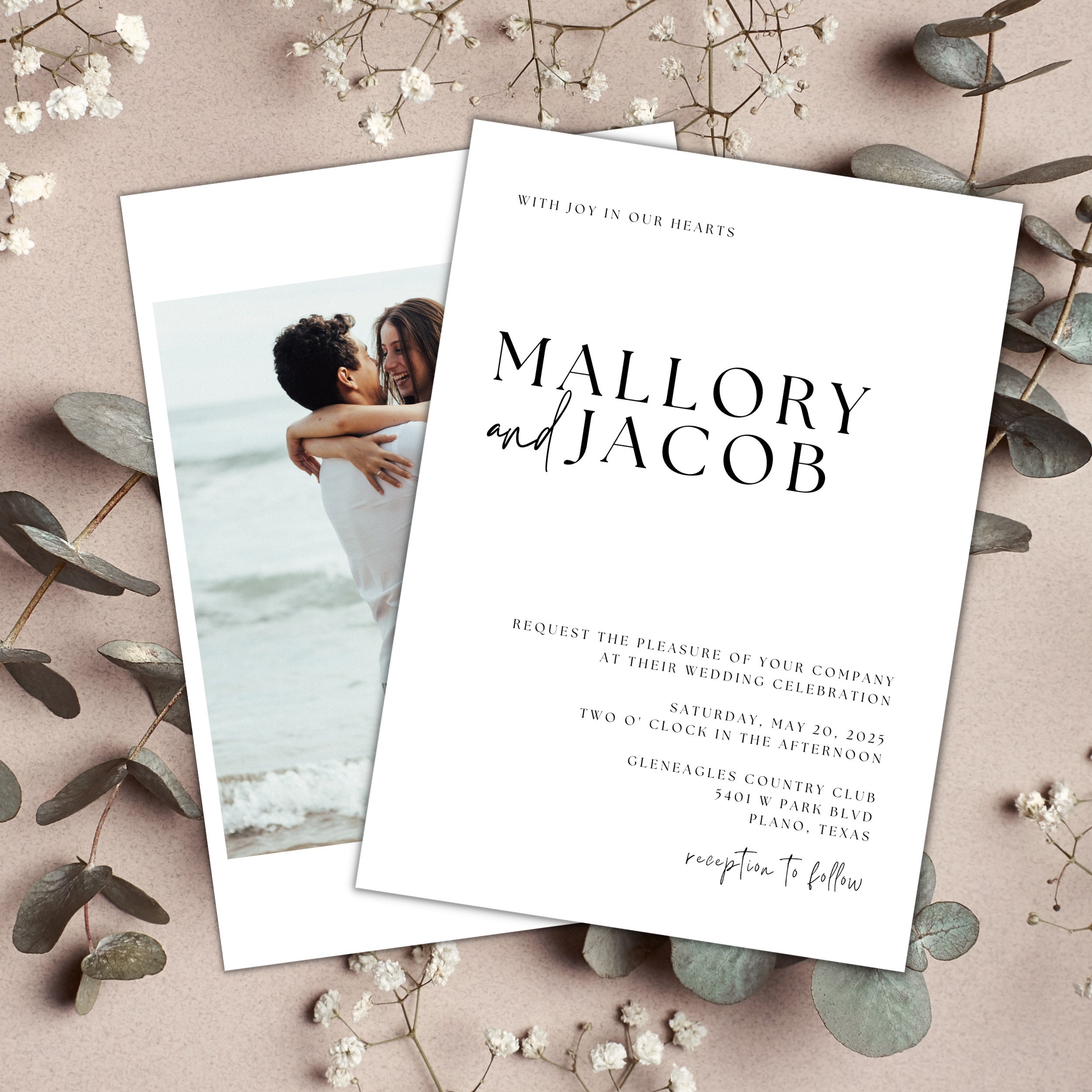 Modern Wedding Invitation Template Minimalist Wedding Stationery ...