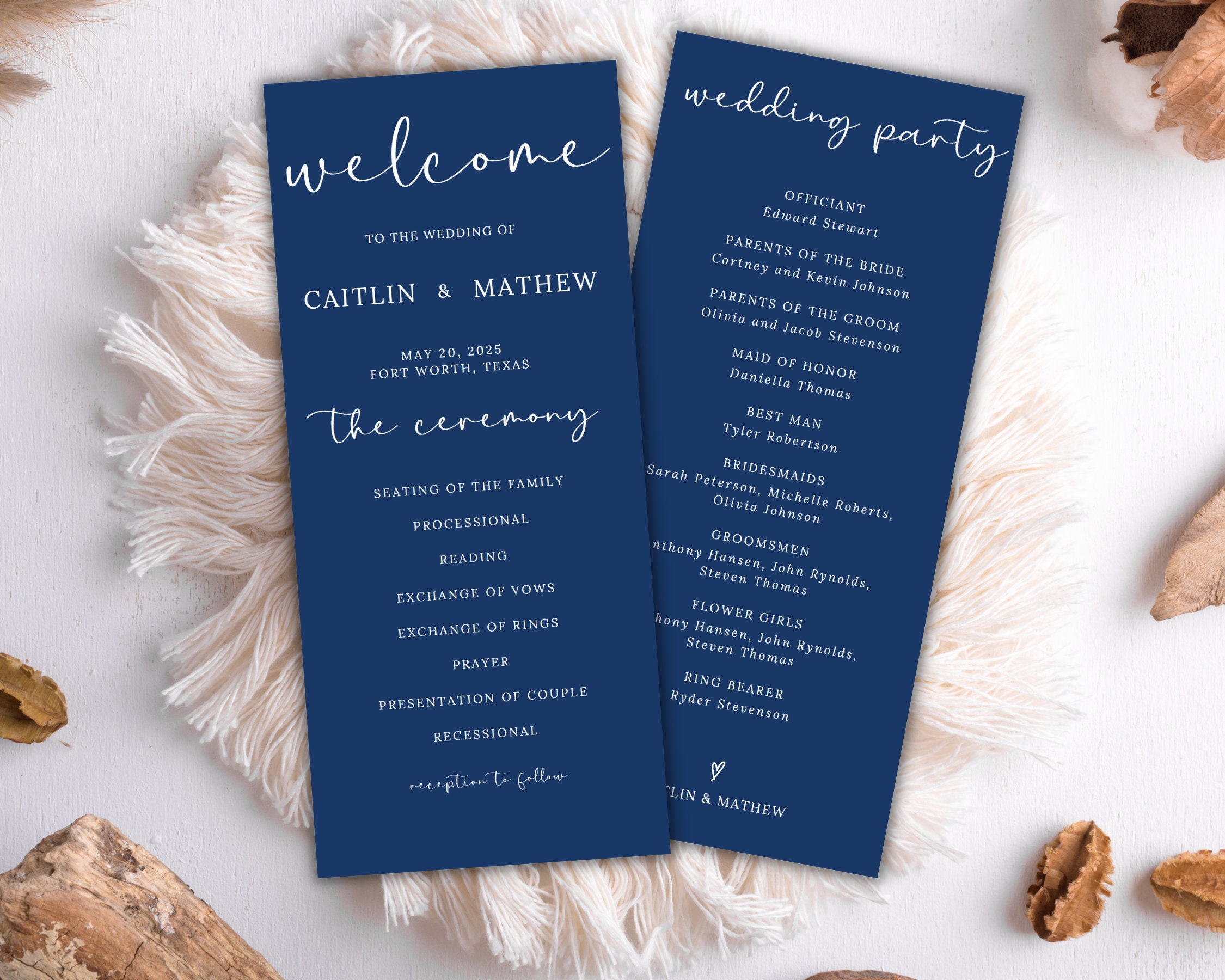 Navy Blue Wedding Program Template Instant Download Printable Program ...