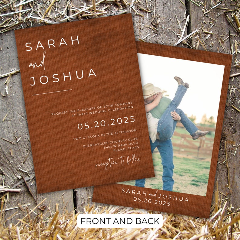 Western Wedding Invitation Templates Photo Invites Vintage Ranch Theme ...