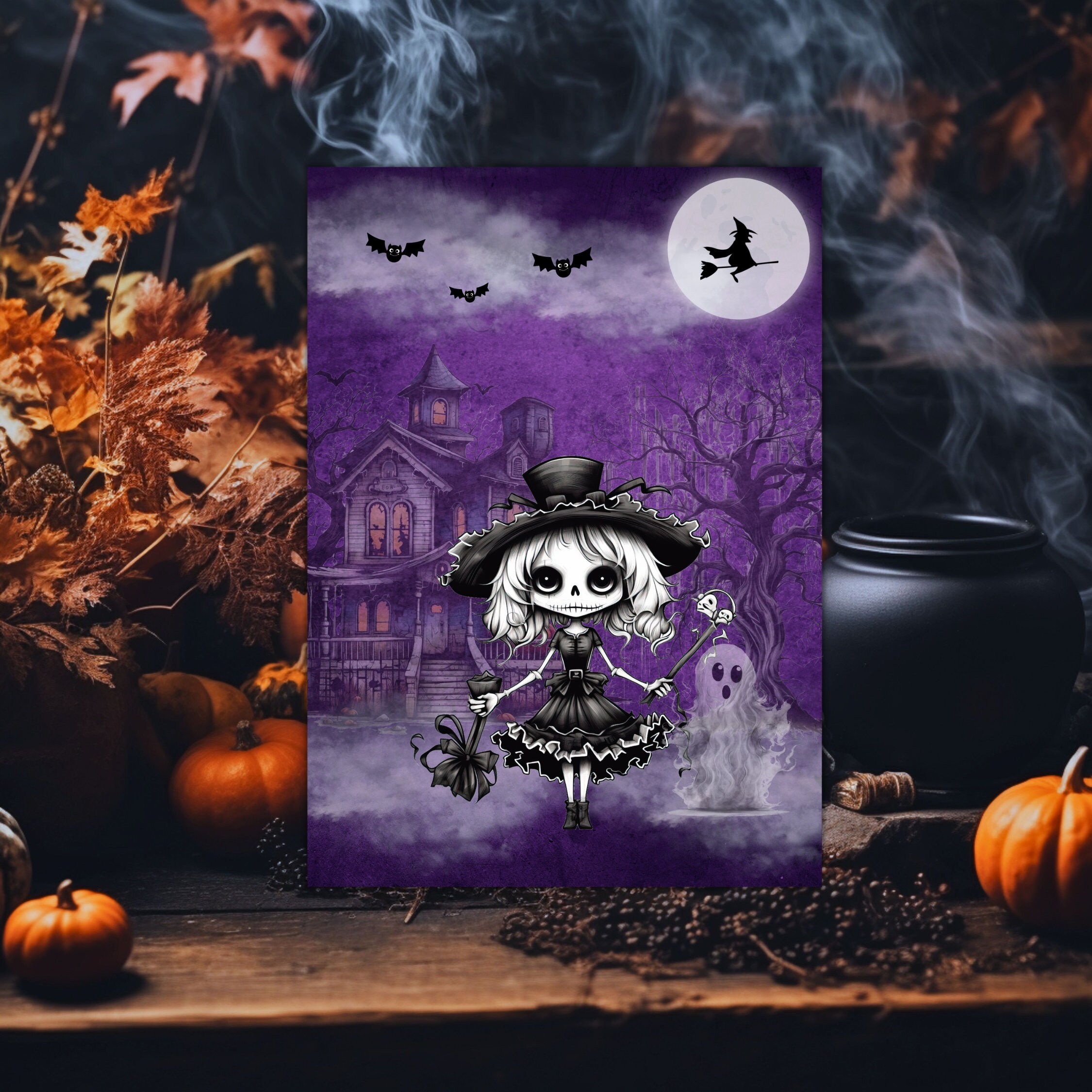 Goth Girl Halloween Party Invitation Template Editable - Etsy