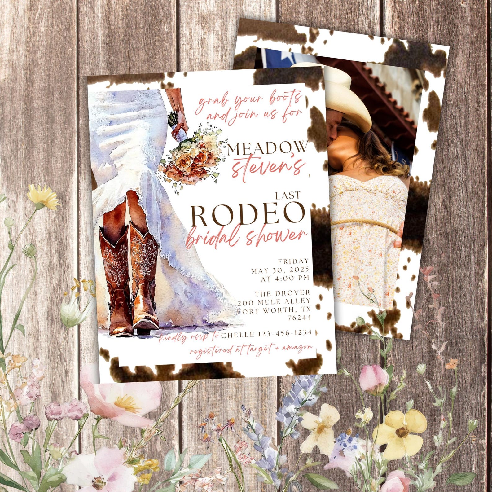 Last Rodeo Bridal Shower Invitation Template Western Cowgirl ...