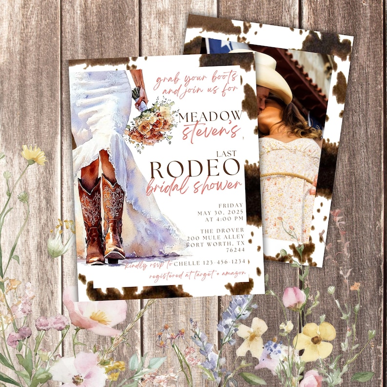 Last Rodeo Bridal Shower Invitation Template Western Cowgirl ...