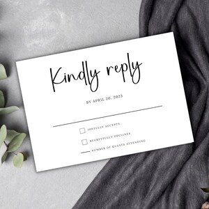 Kindly Reply Card Template Wedding Cards Instant Download Minimalist ...