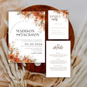 Country Wedding Invitation Set Rustic Floral Wedding Invitations Cowboy ...