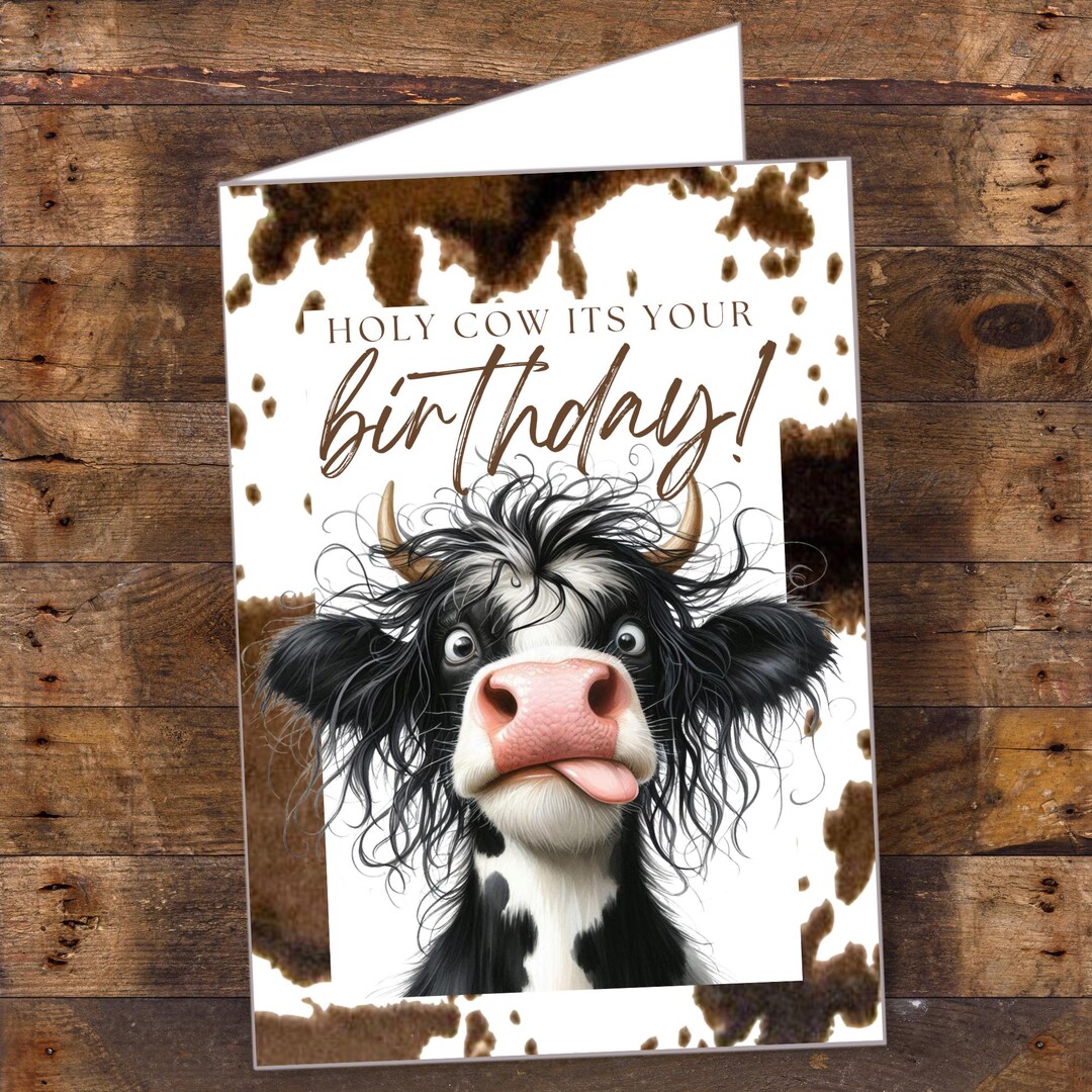 Western Birthday Card Cowhide Print Greeting Card Cowboy Greeting Cards ...