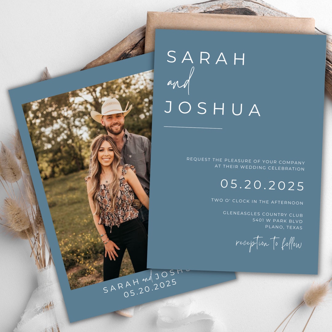 Baby Blue Wedding Invitation Templates Wedding Stationery Dusty Blue ...