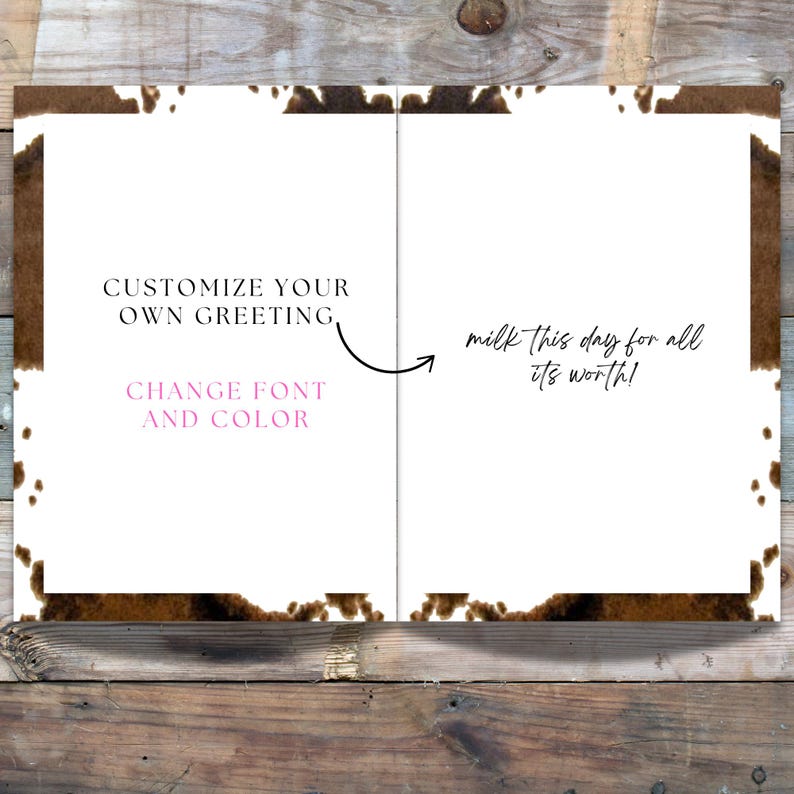 Western Birthday Card Cowhide Print Greeting Card Cowboy Greeting Cards ...