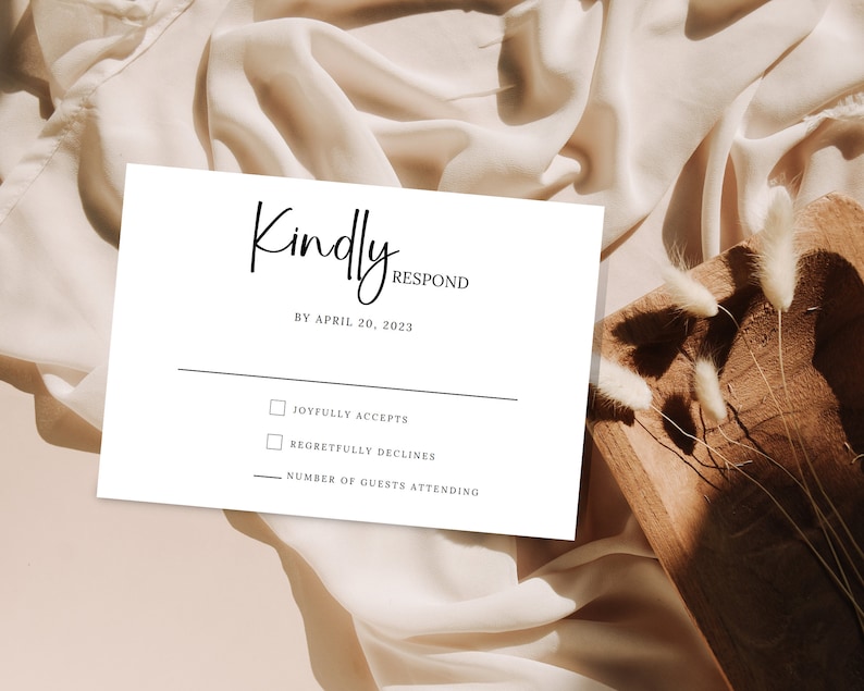 Kindly Reply Card Template Respond to Our Wedding Card Rsvp - Etsy