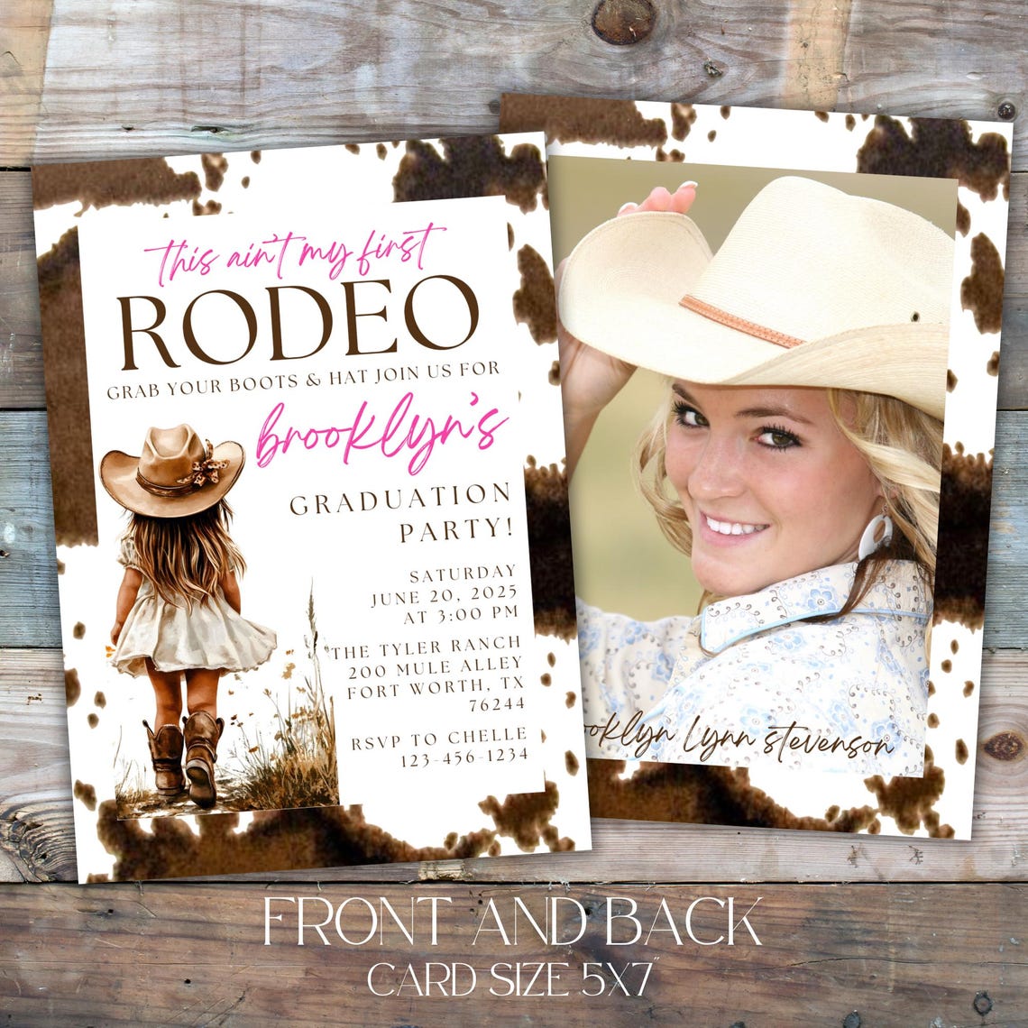 Cowgirl Graduation Party Invitation Template, Western Grad Invite ...