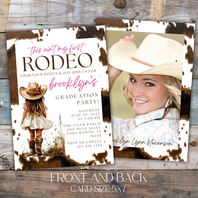 Cowgirl Graduation Party Invitation Template, Western Grad Invite ...