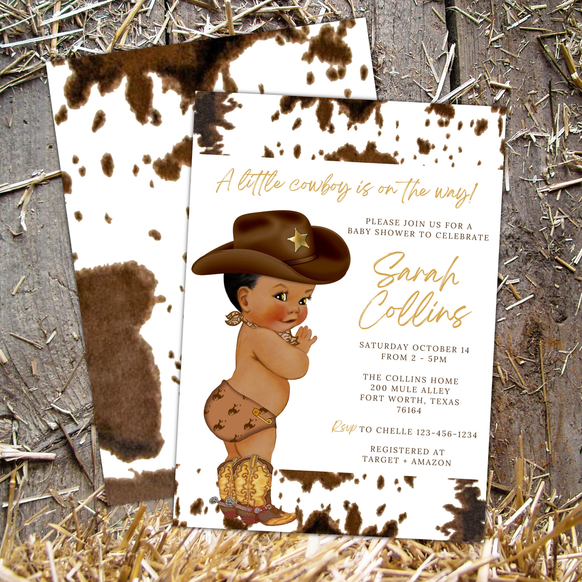 A Little Cowboy is on the Way Baby Shower Invitation Set Western Baby ...