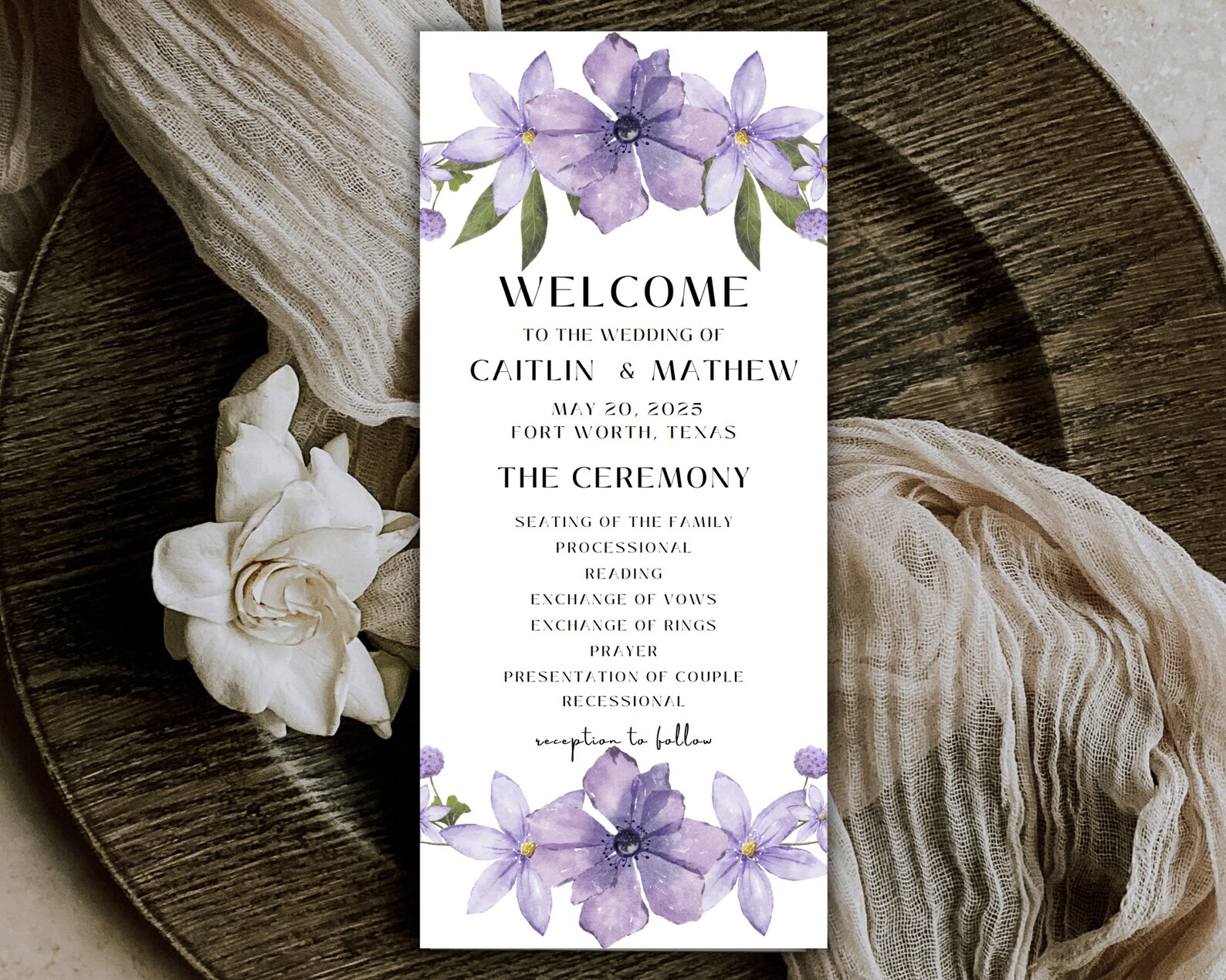Purple Floral Wedding Program Template Wedding Ceremony Program Instant ...