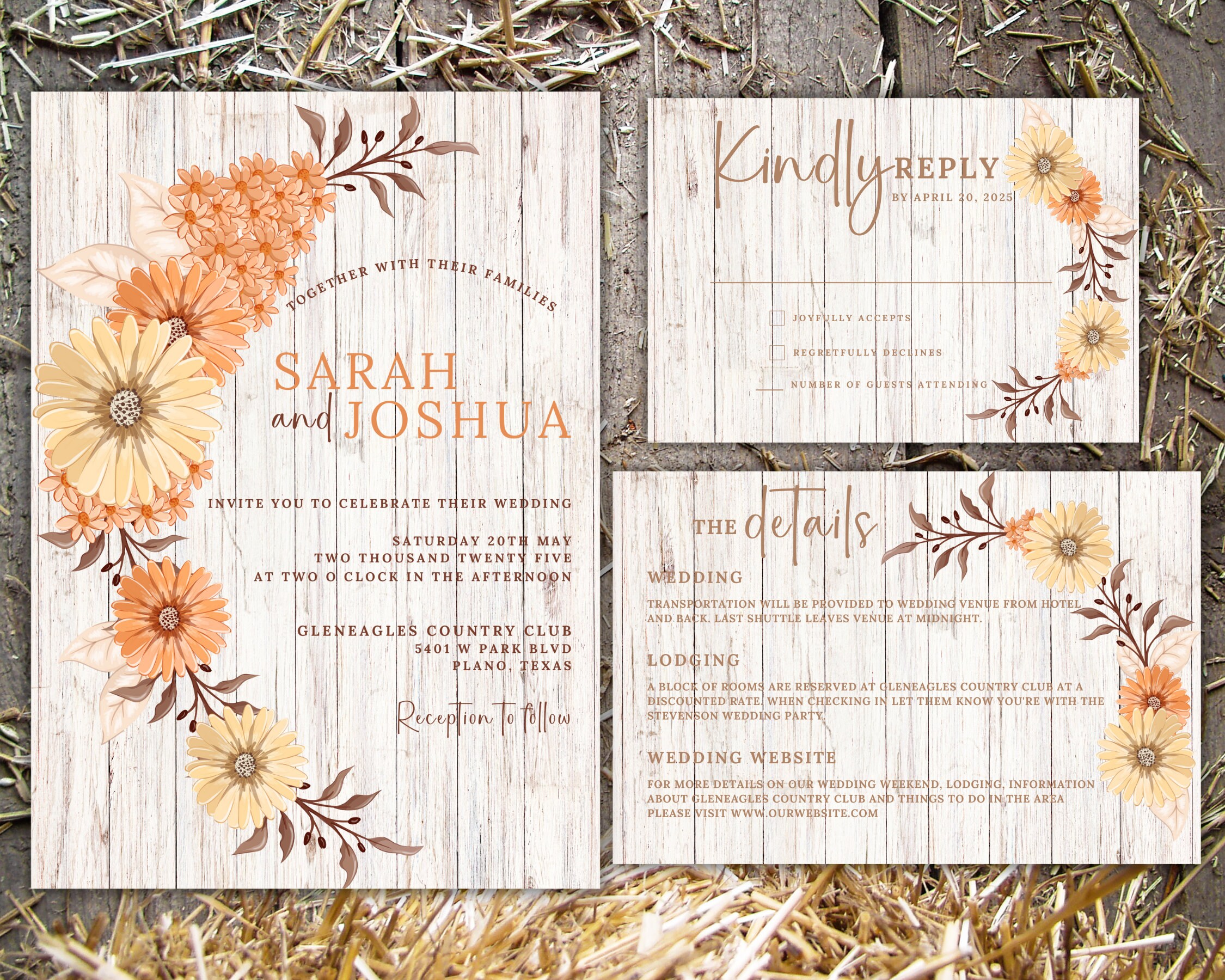 Country Western Wedding Invitation Template Rustic Wedding - Etsy