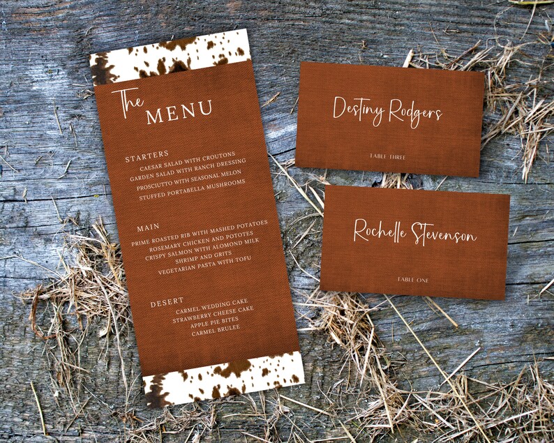 Country Western Wedding Reception Menu Template Wedding Reception ...