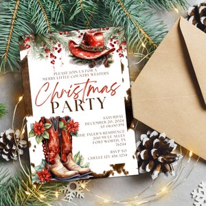 Western Christmas Party Invitation Template Cowboy Christmas Party ...