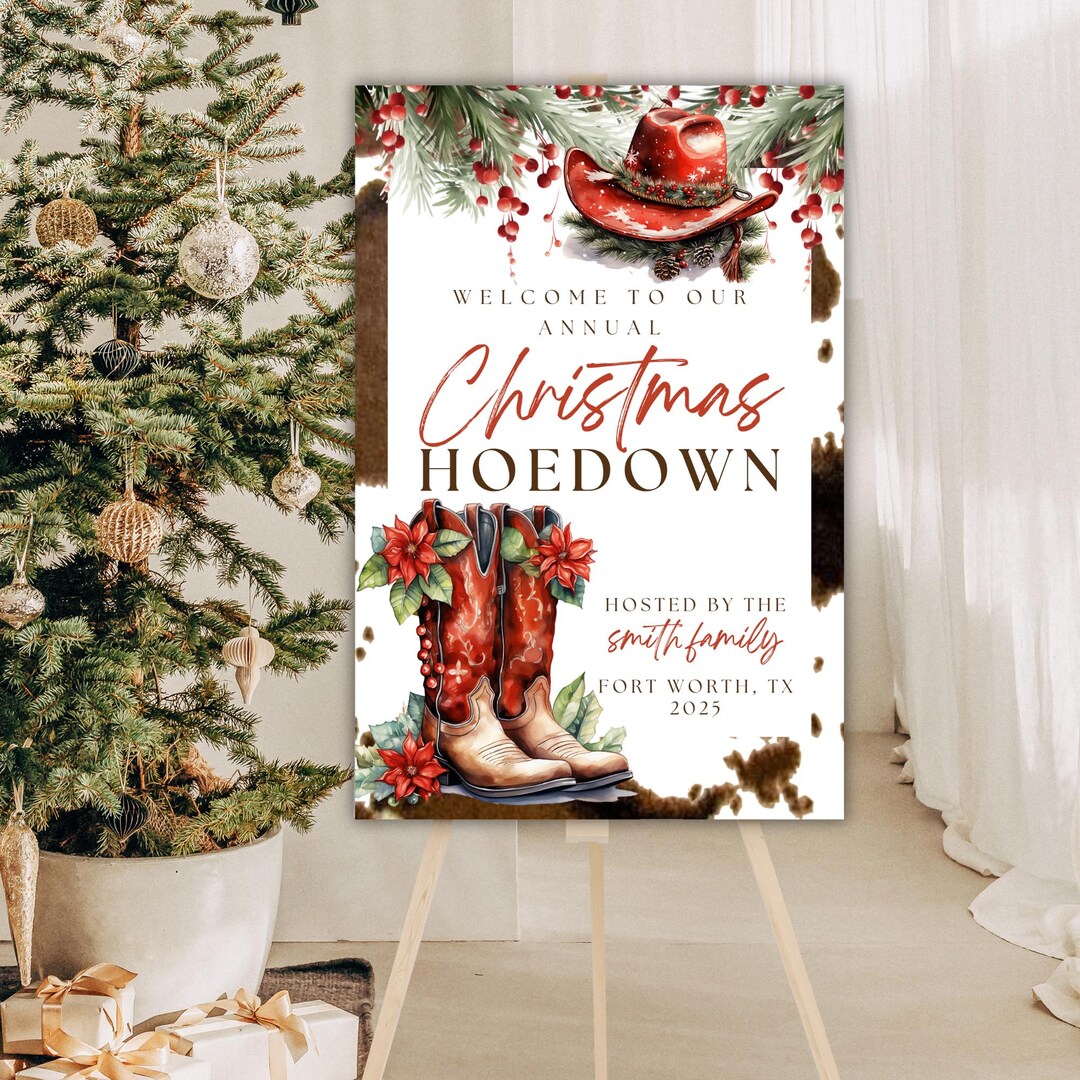 Christmas Welcome Sign Western Christmas Welcome Poster Holiday Hoedown ...