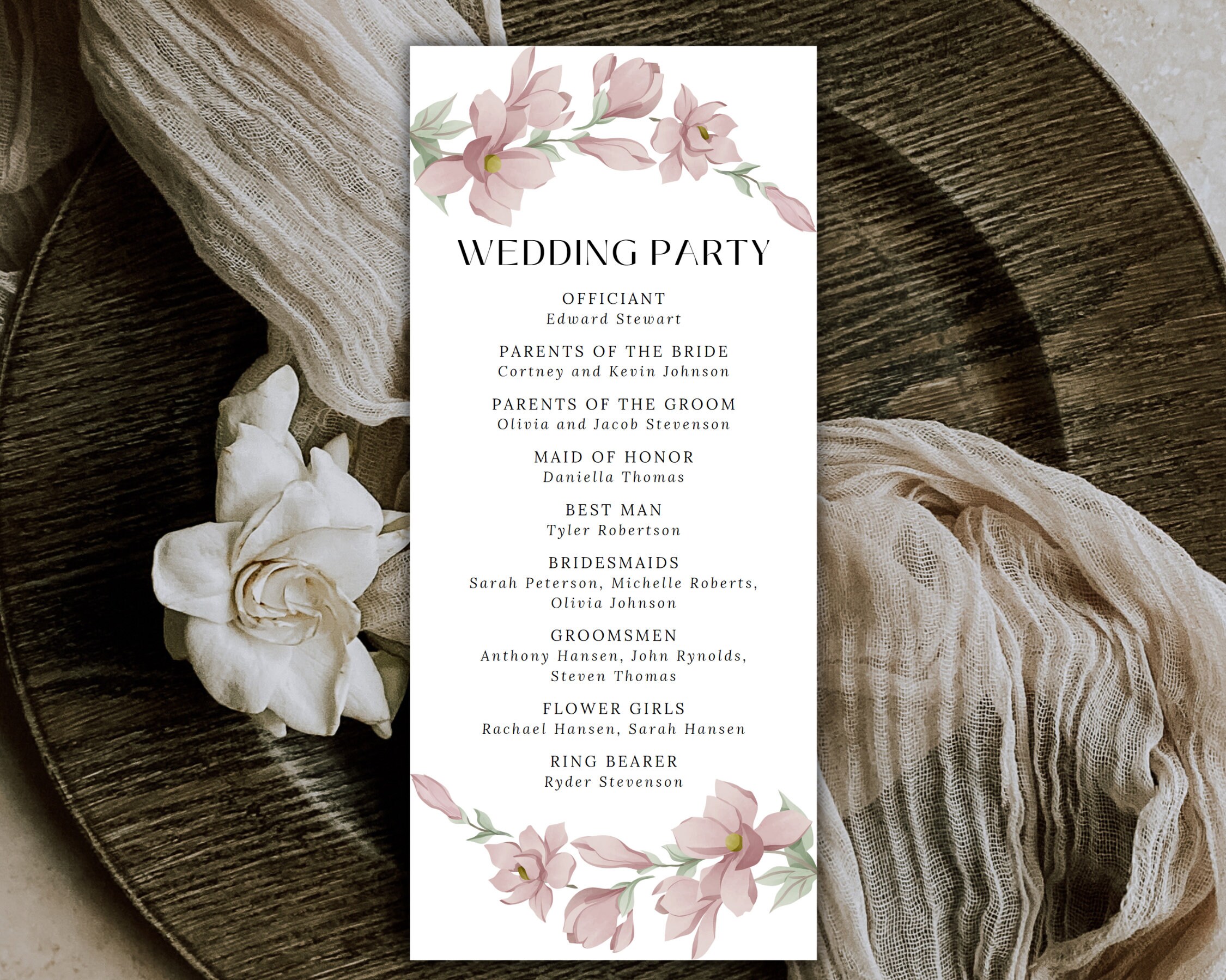 Pink Floral Wedding Ceremony Program Template Diy Wedding - Etsy